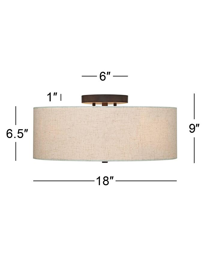 Regency Hill Sylvan Modern Ceiling Light Flush-Mount Fixture 18" Wide ...