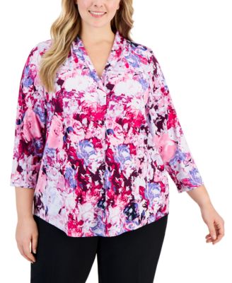 JM Collection Plus Size Floral-Print Top, Created for Macy's - Macy's