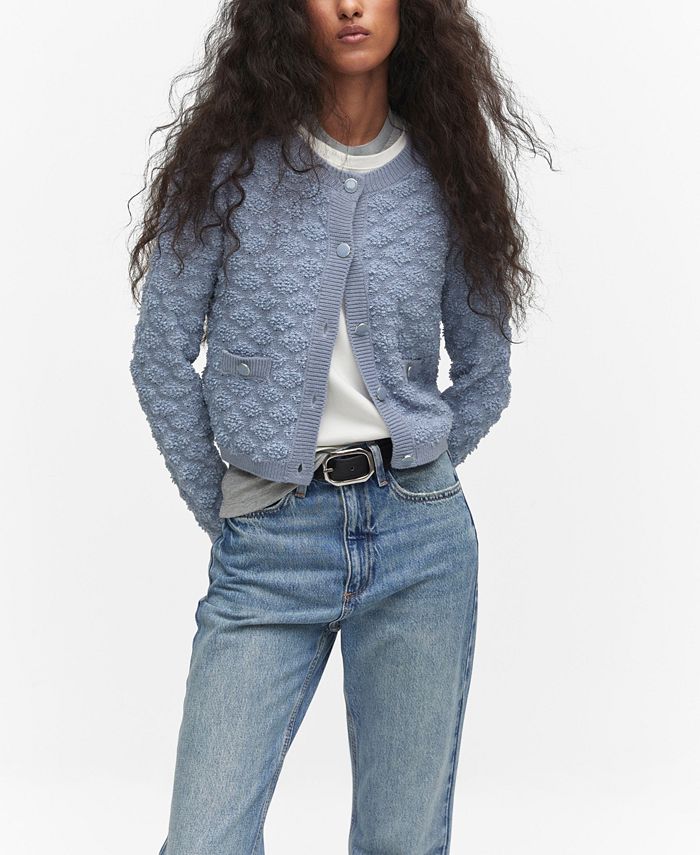 MANGO Women's Textured Button Cardigan - Macy's
