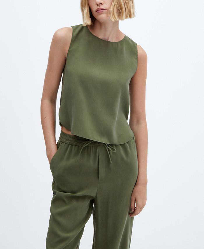 MANGO Women's Drawstring Waist Modal Pants - Macy's