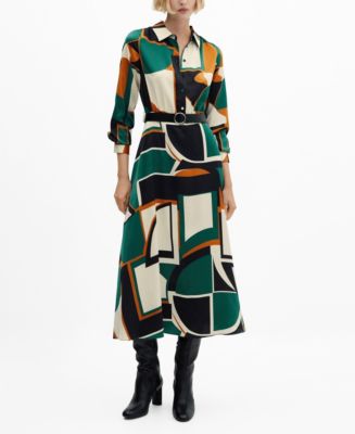 MANGO Women's Geometric Shirt Dress - Macy's
