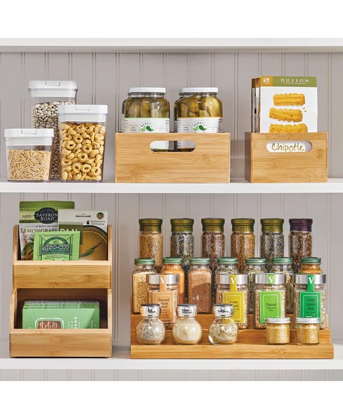 mDesign Bamboo Stackable Food Storage Organization Bin - 2 Pack ...