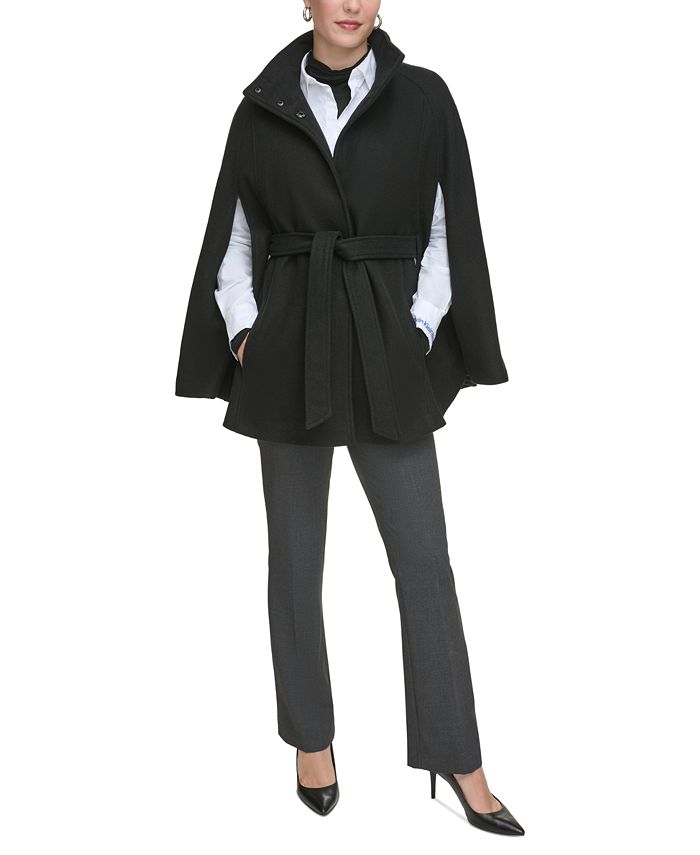Calvin Klein Womens Double-Breasted Cape Coat - Macy's