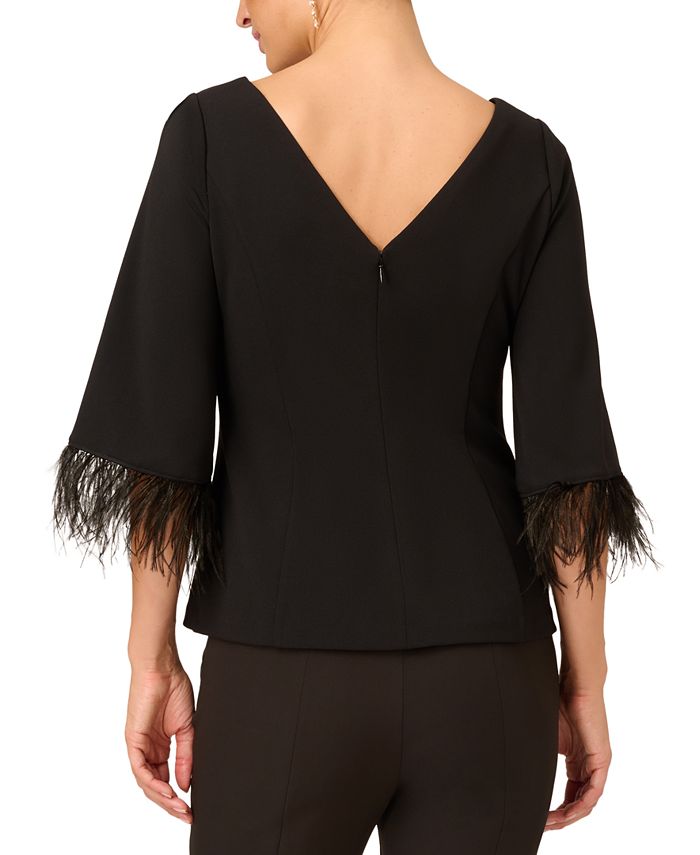 Adrianna Papell Women's Feather-Cuff 3/4-Sleeve Top - Macy's