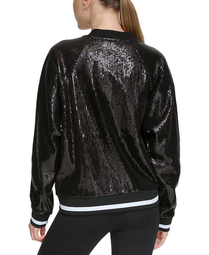 DKNY Women's Sequin Zip-Front Bomber Jacket - Macy's