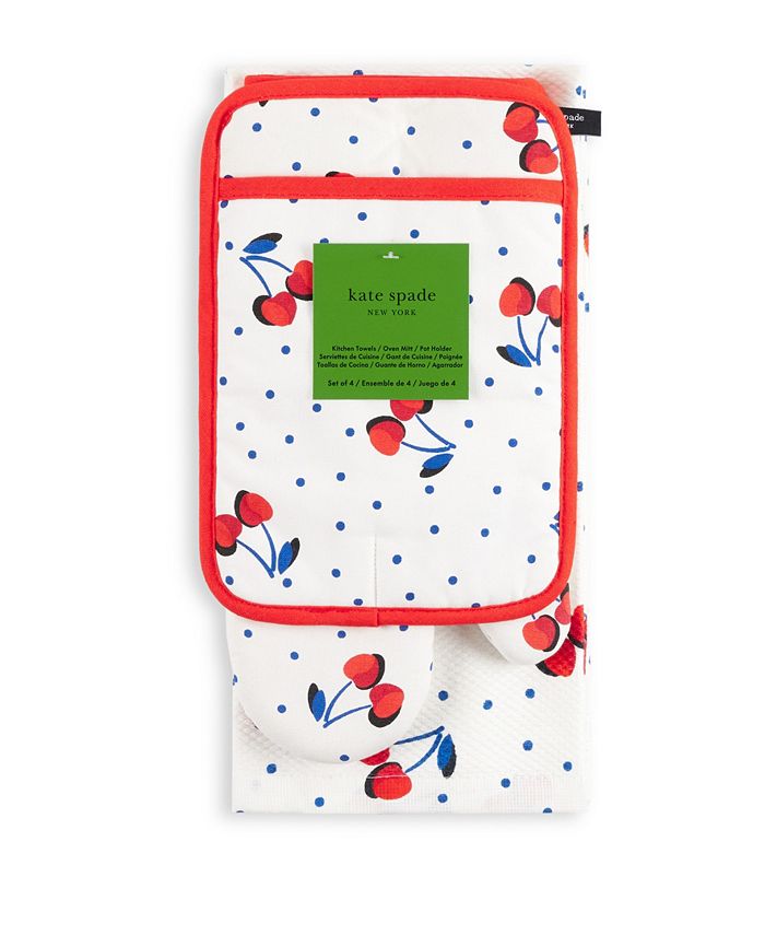 kate spade new york Cherry Dot Kitchen Towel, Oven Mitt Pot Holder 4 ...