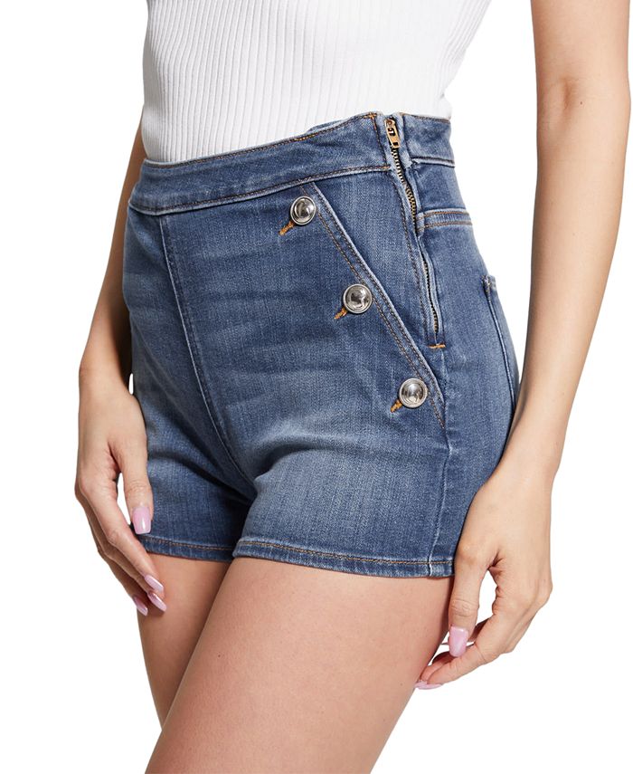 GUESS Women's Janae High-Rise Button Shorts - Macy's