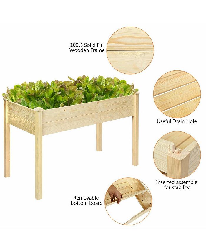 Slickblue Wooden Raised Vegetable Garden Elevated Grow Vegetable