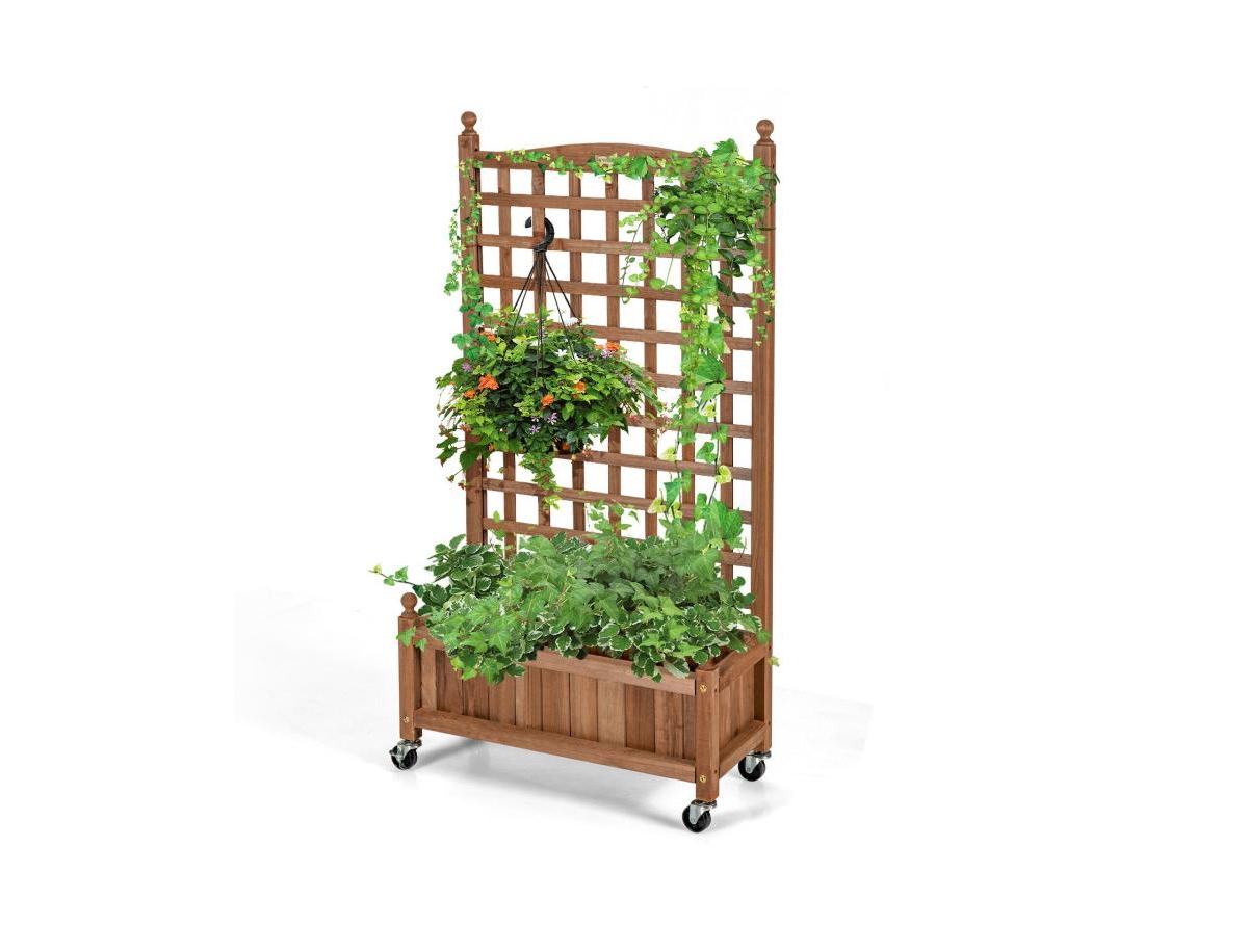 Click here for 50 Inch Wood Planter Box with Trellis Mobile Raise... prices