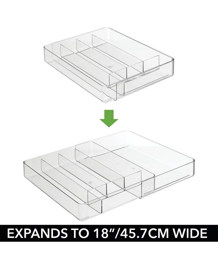 mDesign Expandable Plastic Kitchen Drawer Storage Cutlery Tray - Clear ...