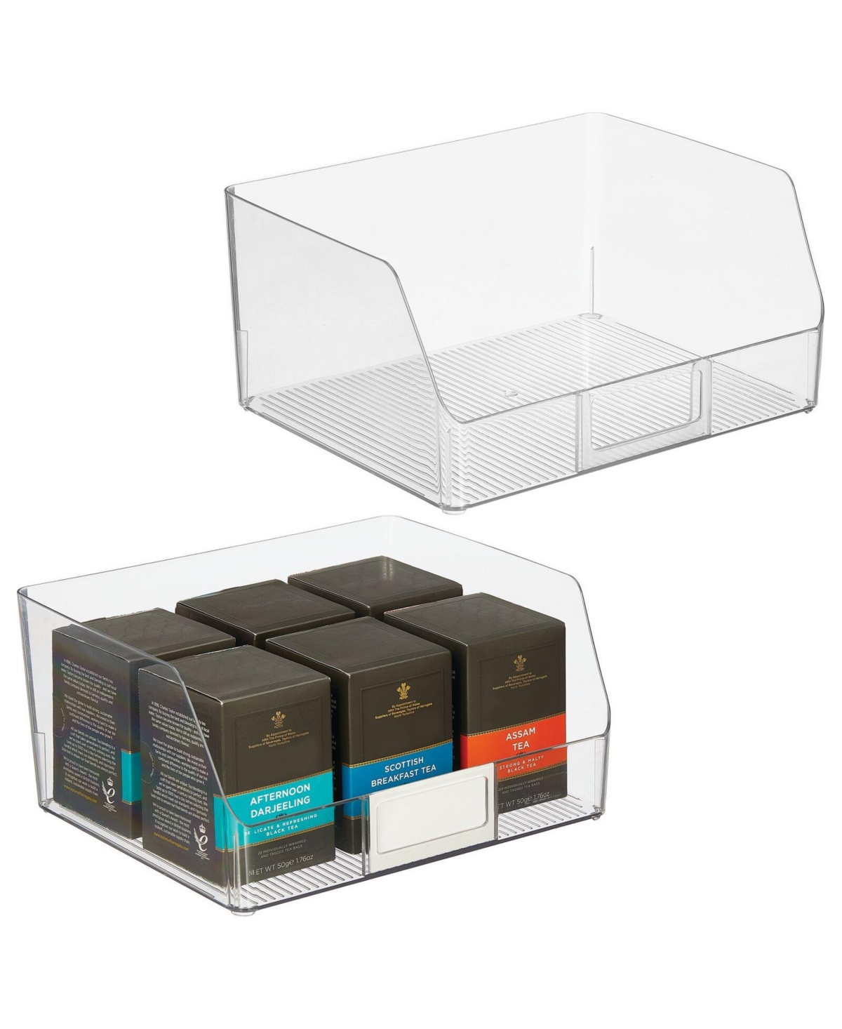 Mdesign Wide Plastic Food Storage Bin, Label Holder In Clear | ModeSens