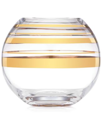 kate spade new york Hampton Street Gold Striped Rose Bowl Vase - Macy's