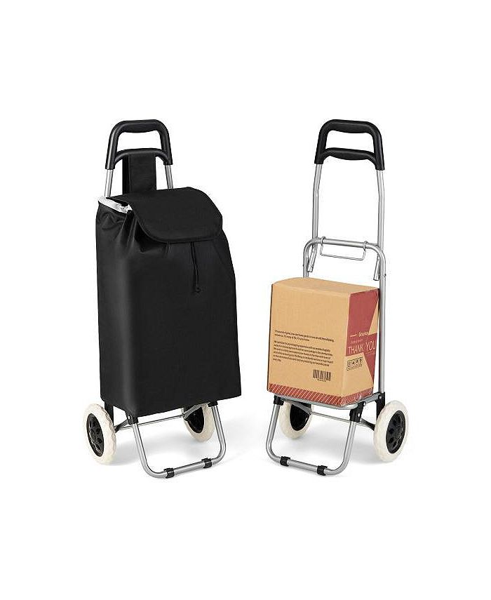 Slickblue Folding Light Weight Wheeled Shopping Trolley Cart with Large ...