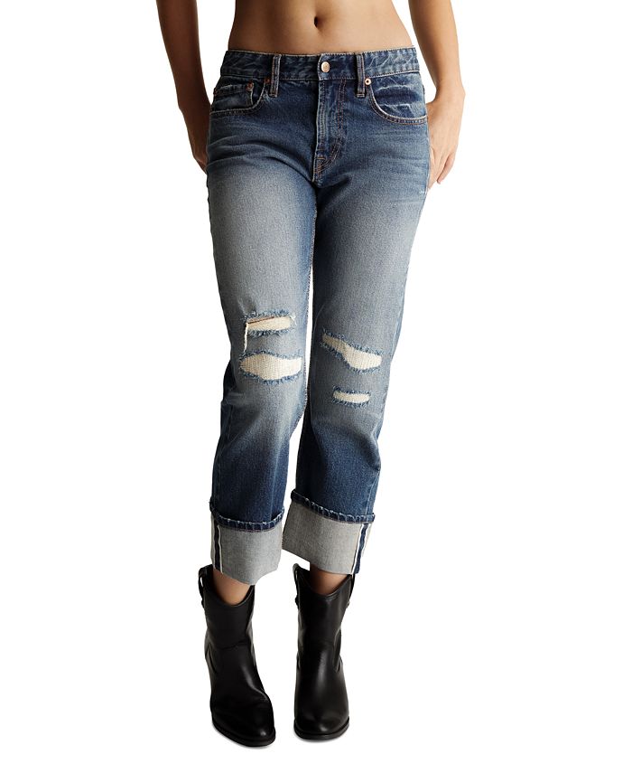 Frye Women's Distressed Cuffed Relaxed-Fit Jeans - Macy's