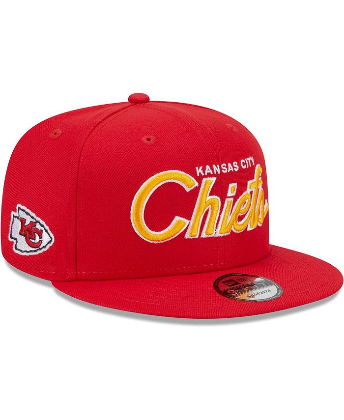 New Era Men's Red Kansas City Chiefs Main Script 9FIFTY Snapback Hat ...