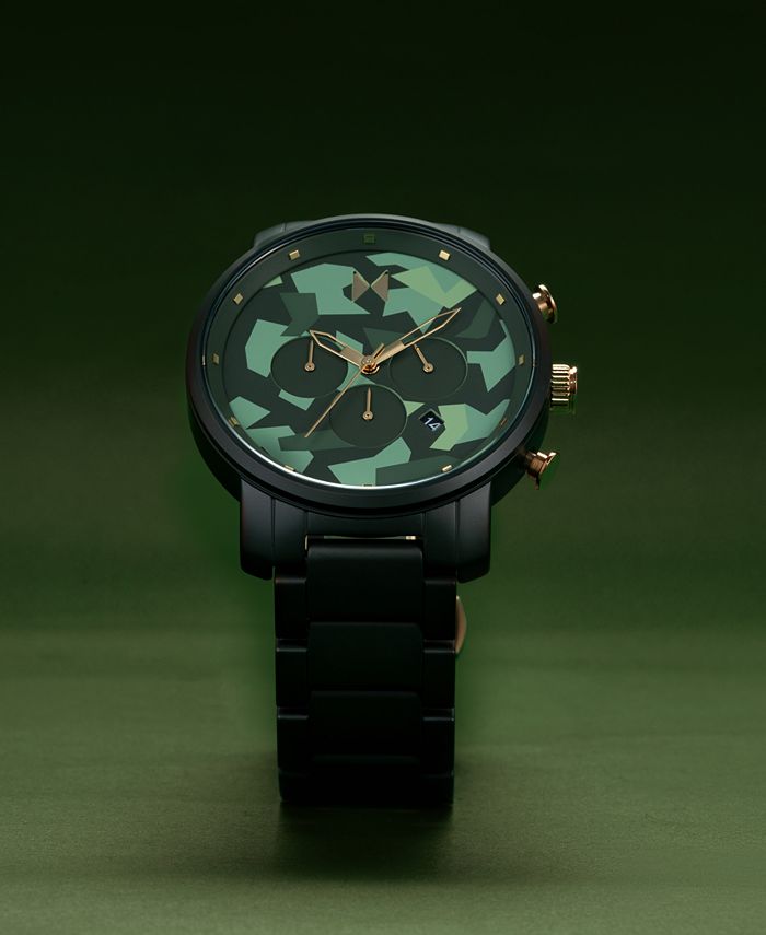 MVMT Men's Camo Chrono Matte Olive Green Ceramic Bracelet Watch 45mm ...