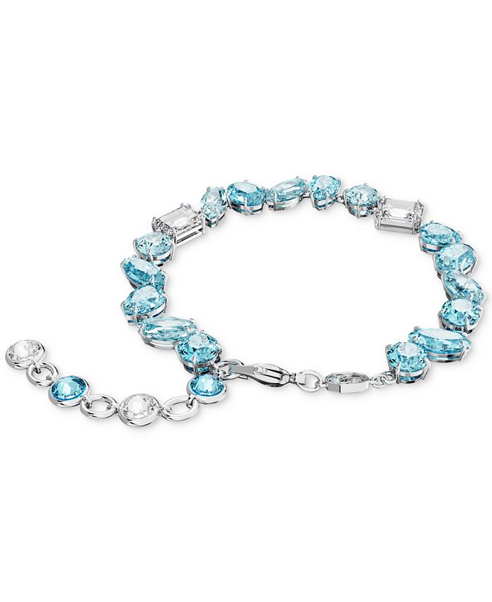 Swarovski Silver-Tone Gema Blue Mixed Cut Bracelet - Macy's