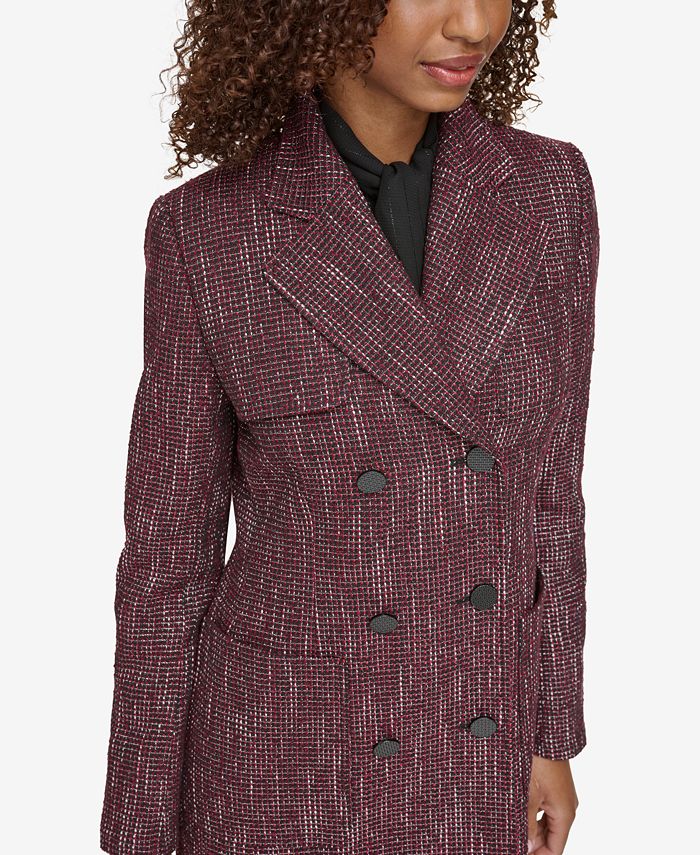 KARL LAGERFELD PARIS Women's Tweed Long Topper Jacket - Macy's
