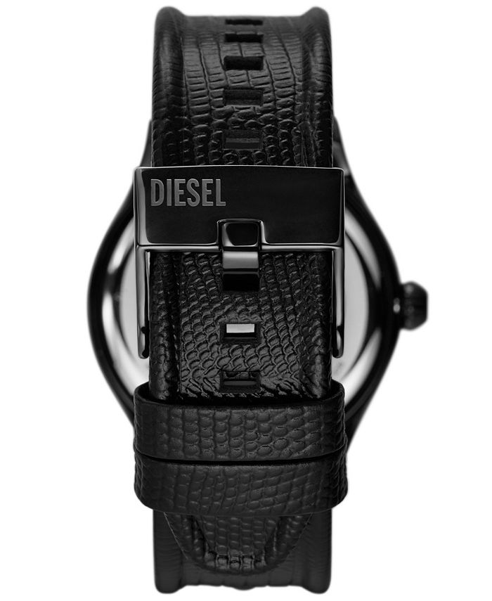 Diesel Men's Vert Three Hand Date Black Leather Watch 44mm - Macy's