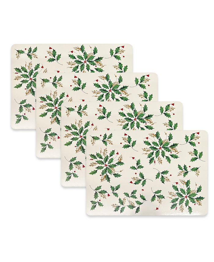Lenox Scattered Holly Cork 4PK Placemats - Macy's