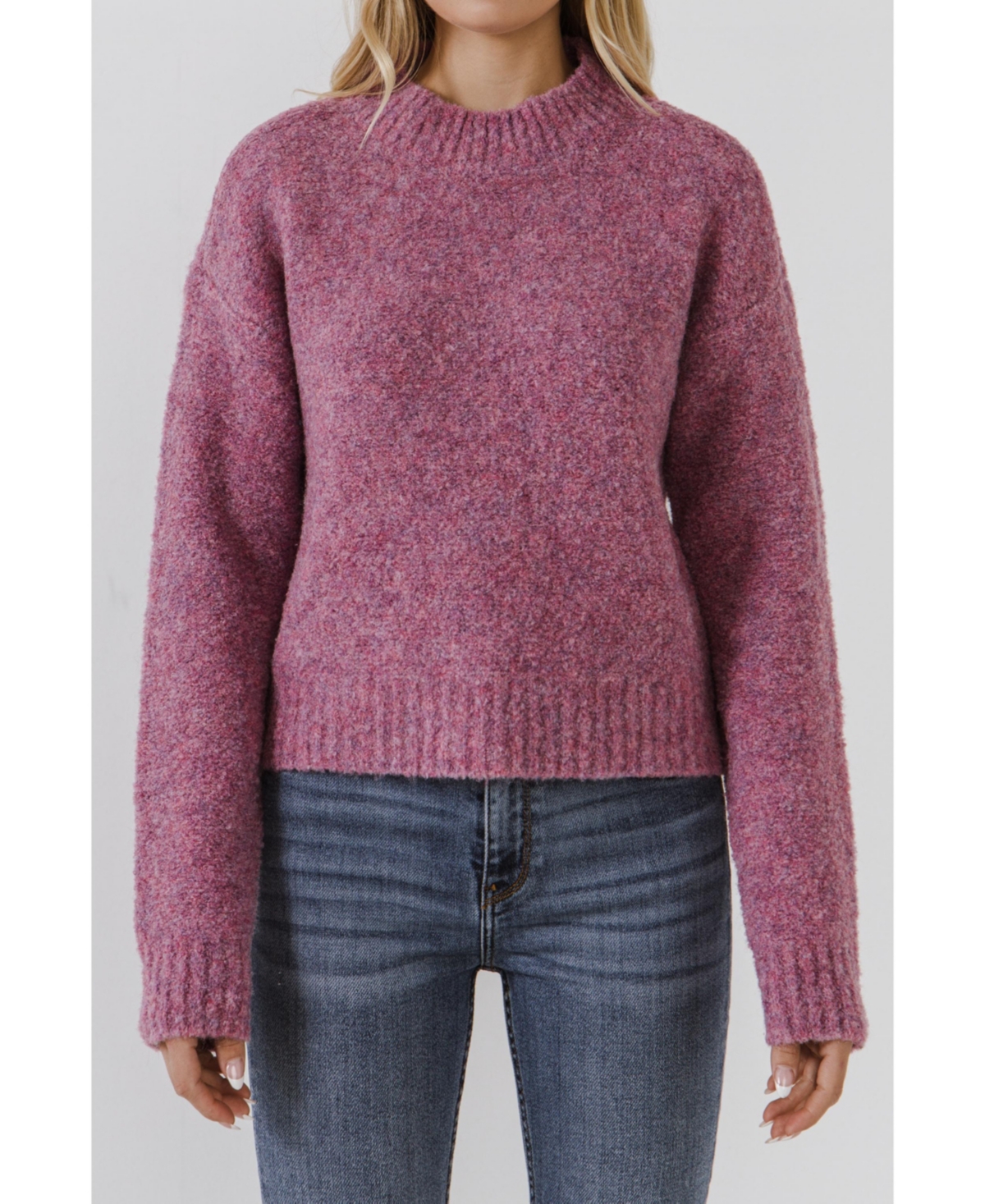 Click here for Womens Cozy Round neck Sweater - Purple prices