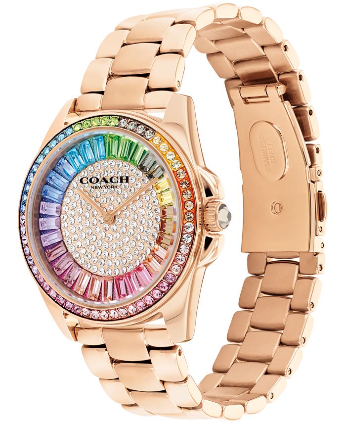COACH Women's Greyson Rainbow Rose Gold-Tone Stainless Steel Watch 36mm ...