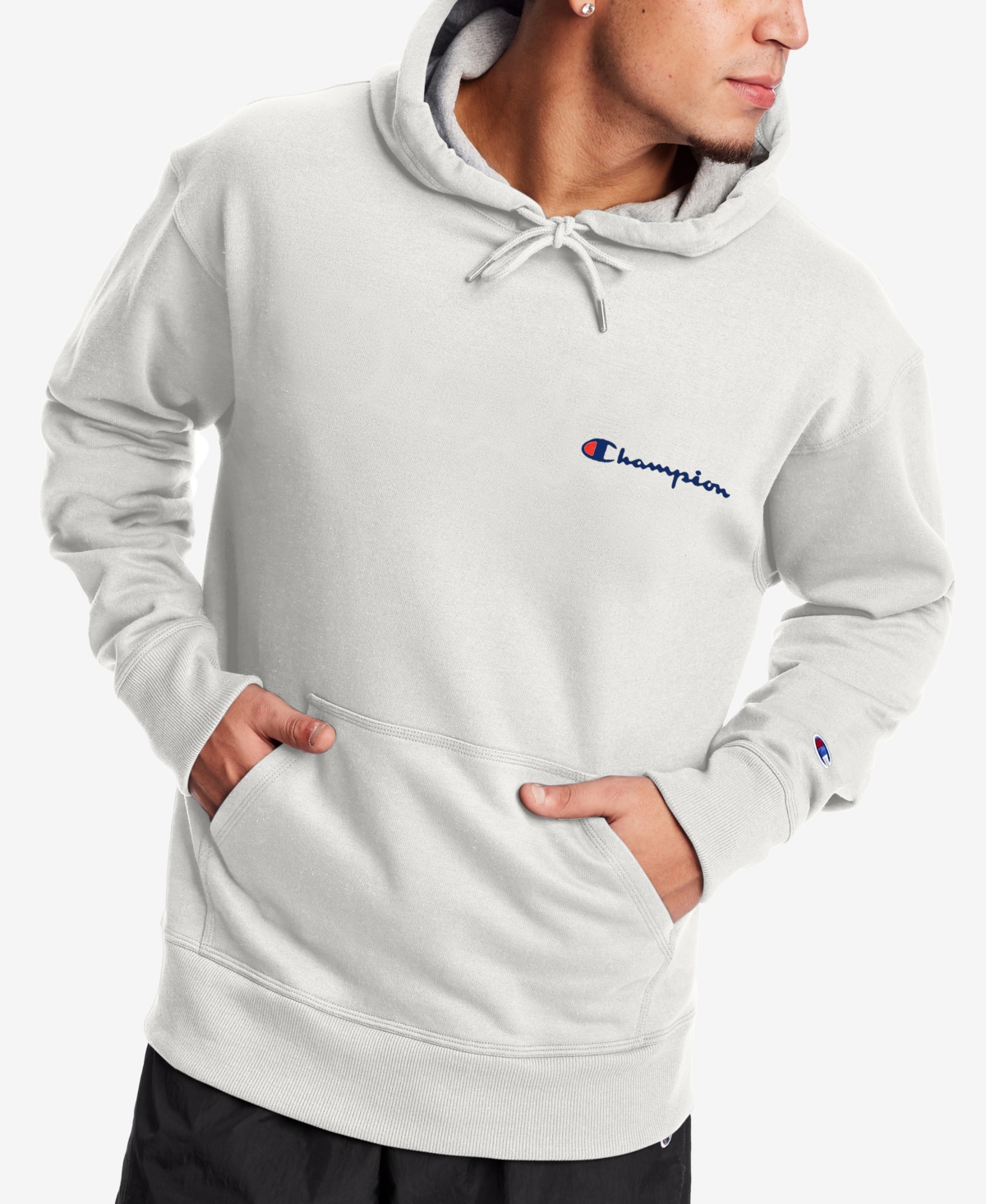 Click here for Champion Mens Powerblend Logo Hoodie - White prices