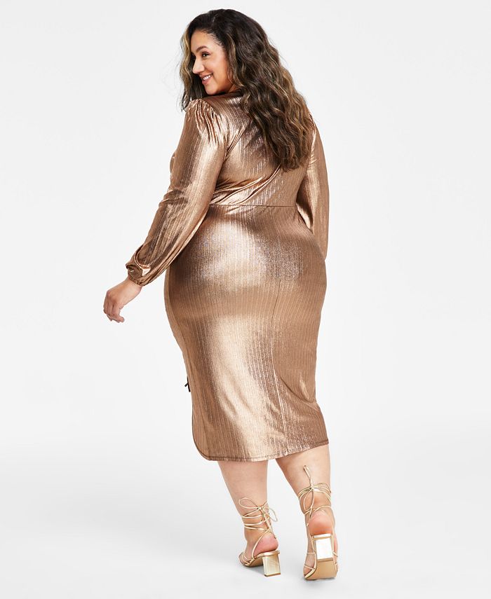 Nina Parker Trendy Plus Size Trendy Plus Size Metallic Midi Dress - Macy's