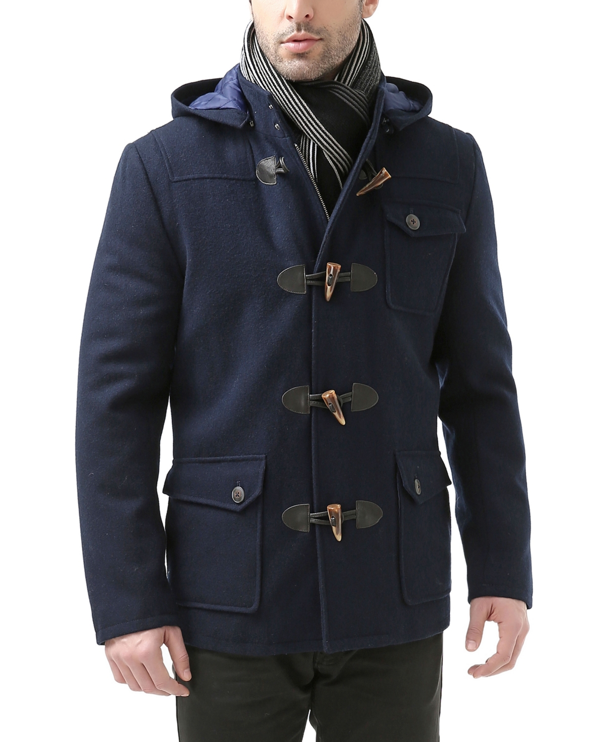 Click here for Bgsd Men Nathan Wool Blend Short Toggle Coat - Nav... prices