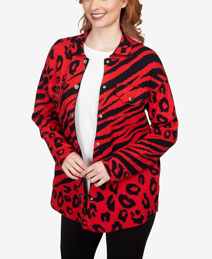 Ruby Rd. Petite Bold Animal Print Shacket Jacket - Macy's