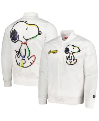 Men's Freeze Max White Peanuts Snoopy Satin Full-Snap Jacket - Macy's
