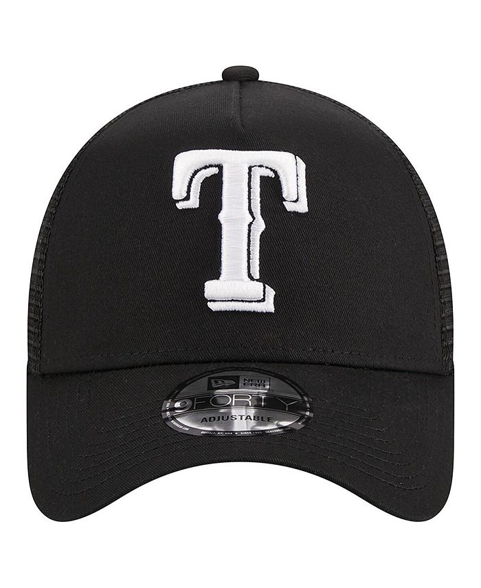 New Era Men's Black Texas Rangers A-Frame 9FORTY Trucker Adjustable Hat ...