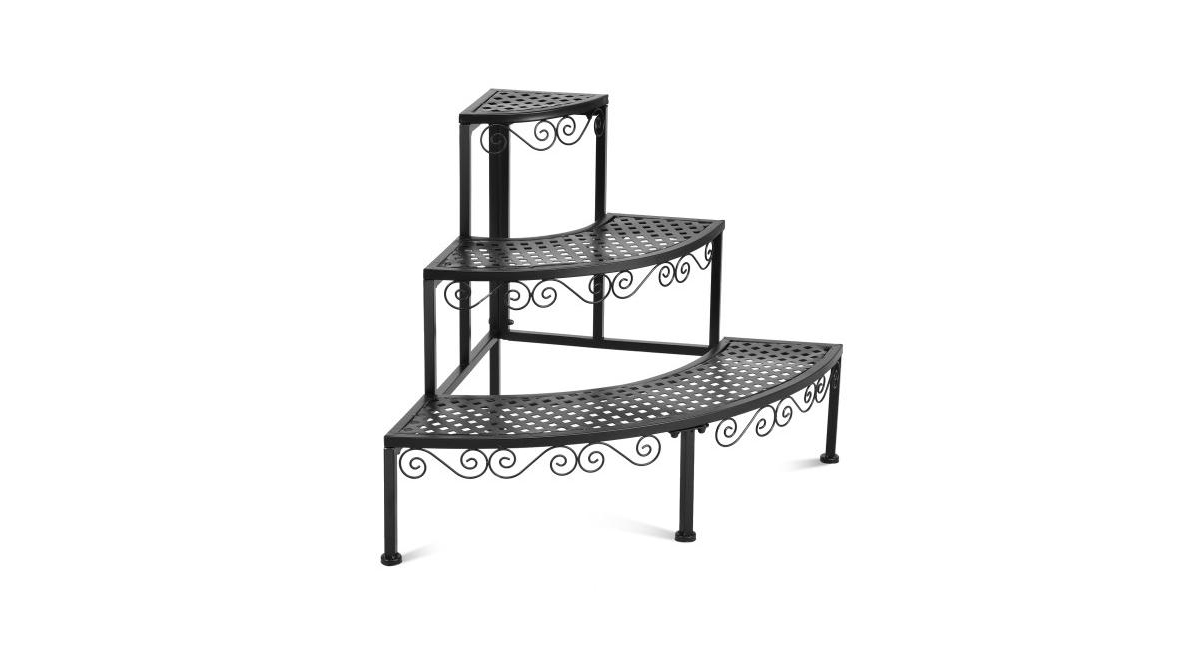 Click here for 3-Tier Corner Metal Flower Ladder Plant Stand - Bl... prices