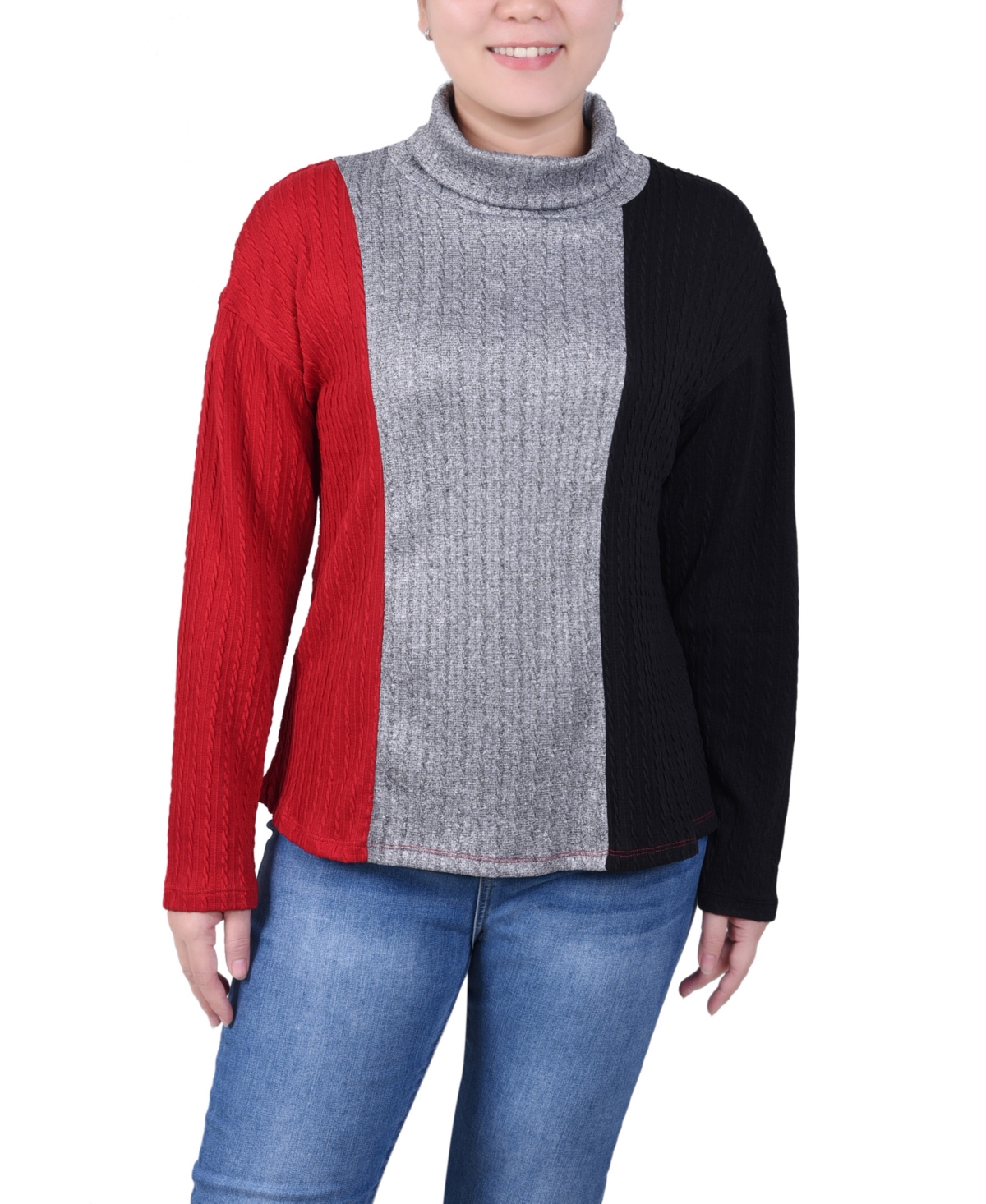 Click here for Ny Collection Petite Long Sleeve Colorblocked Top... prices