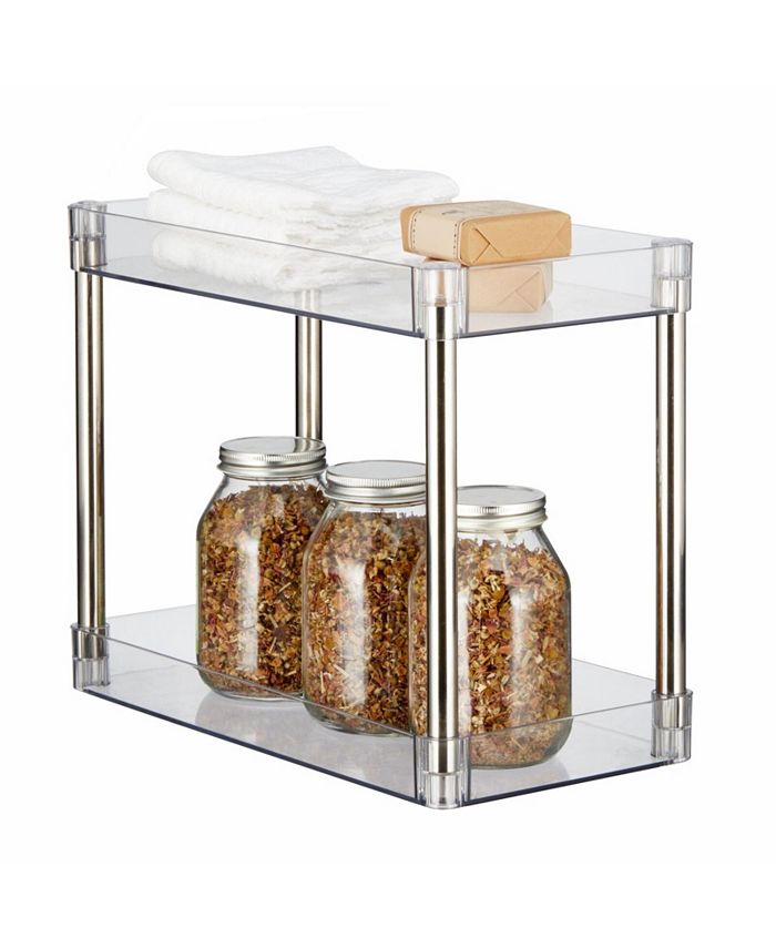 mDesign Slim 2-Tier Household Stackable Storage Shelf Organizer - Macy's