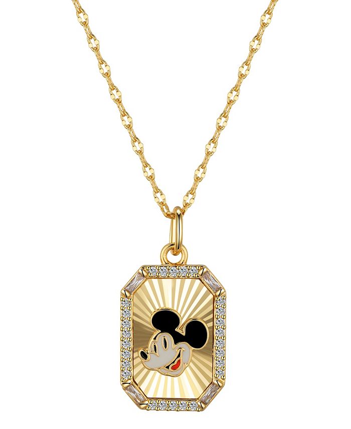 Disney Cubic Zirconia and Multi Enamel Mickey Mouse Necklace - Macy's