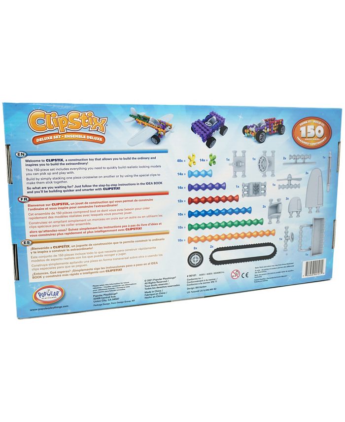 Popular Playthings Clipstix Deluxe Building Set, 150 Pieces - Macy's