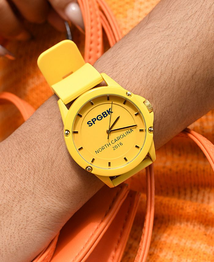 SPGBK Watches Unisex Greatest Yellow Silicone Strap Watch 44mm - Macy's