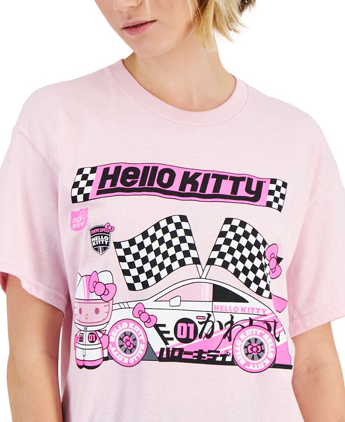 Love Tribe Juniors' Hello Kitty Race Car Graphic T-Shirt - Macy's