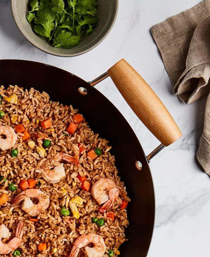 INFUSE Asian Carbon Steel 13.75" Open Wok with 2 Side Handles - Macy's