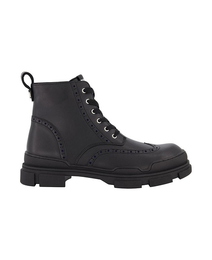 DKNY Men's Perforated Rubber Lug Sole Wingtip Boots - Macy's