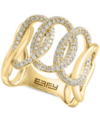 EFFY® Diamond Wavy Circle Openwork Statement Ring (1-1/20 ct. t.w.) in ...