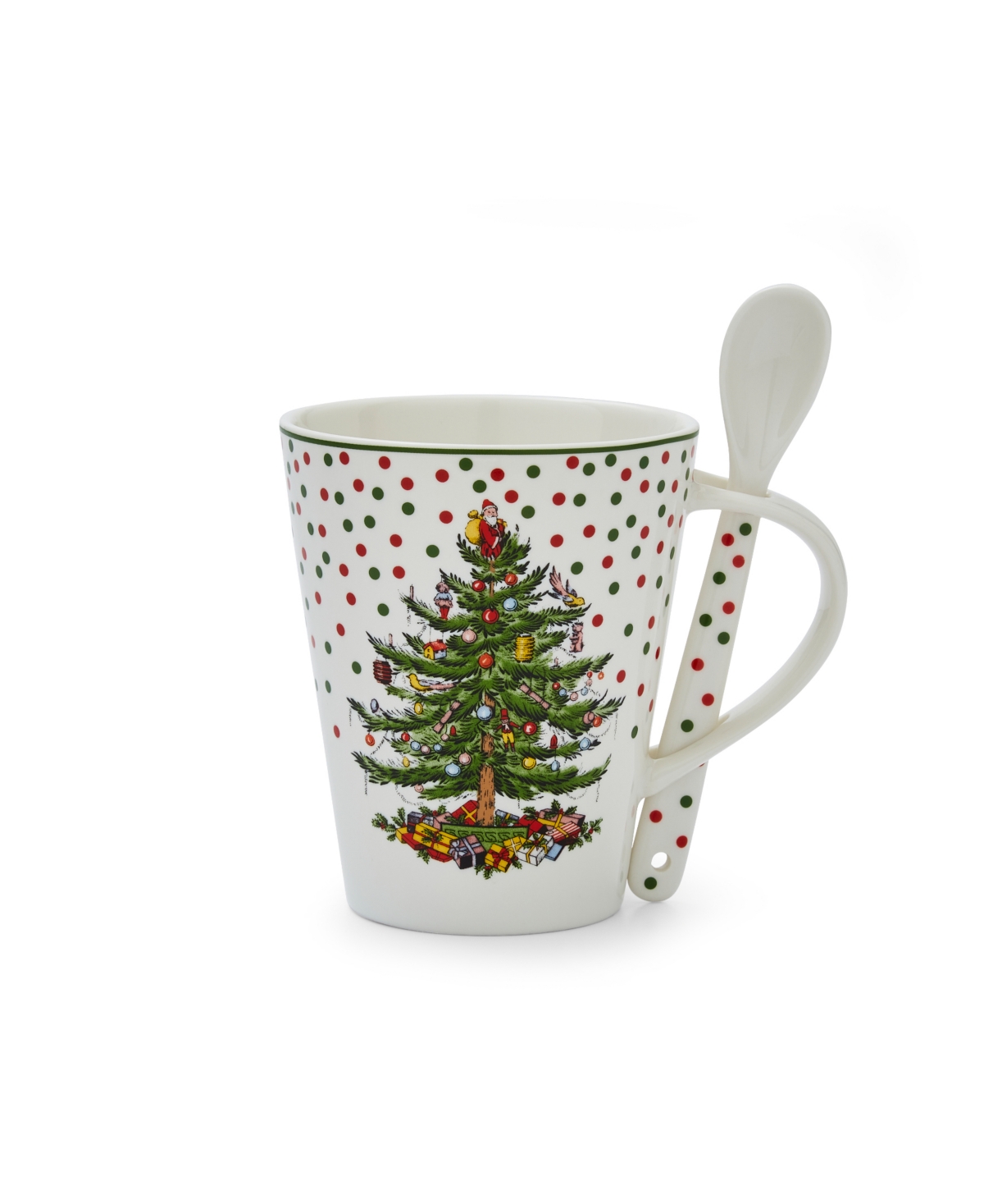 Click here for Christmas Tree Polka Dot Mug & Spoon Set - Green prices