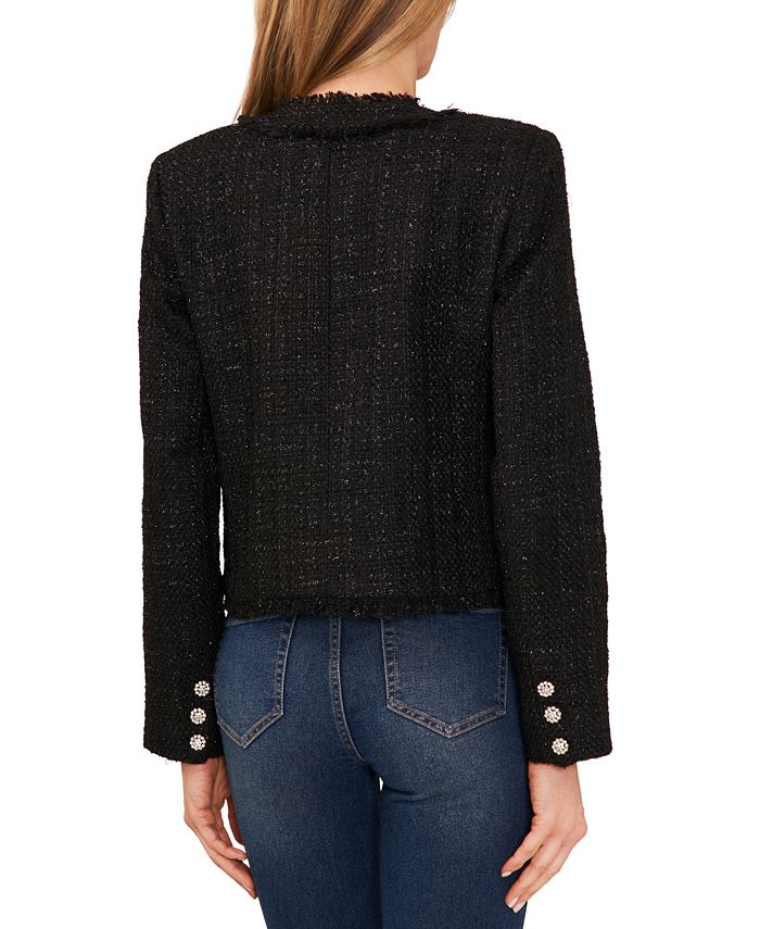 CeCe Women's Crystal Button Metallic Tweed Jacket - Macy's