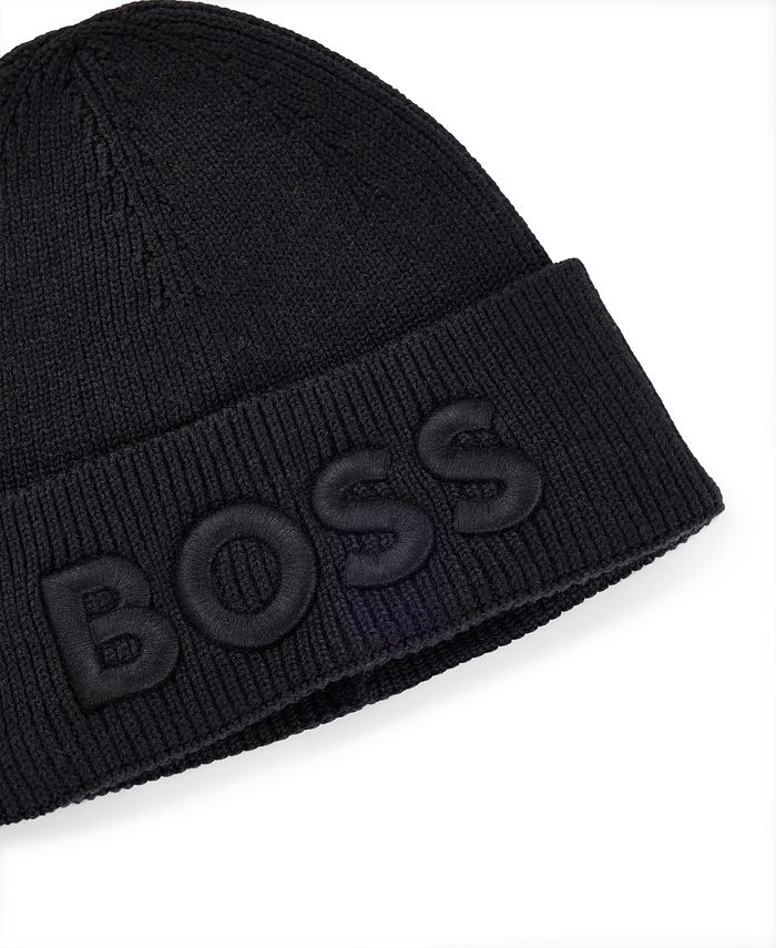 Hugo Boss Men's Logo-Embroidered Beanie Hat - Macy's