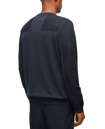 Hugo Boss Men's Dry-Flex Fabric Branded Crew-Neck Sweater - Macy's