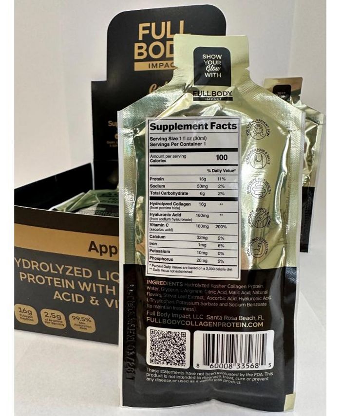 FULL BODY IMPACT Liquid Collagen Protein w/Hyaluronic Acid & Vitamin C ...