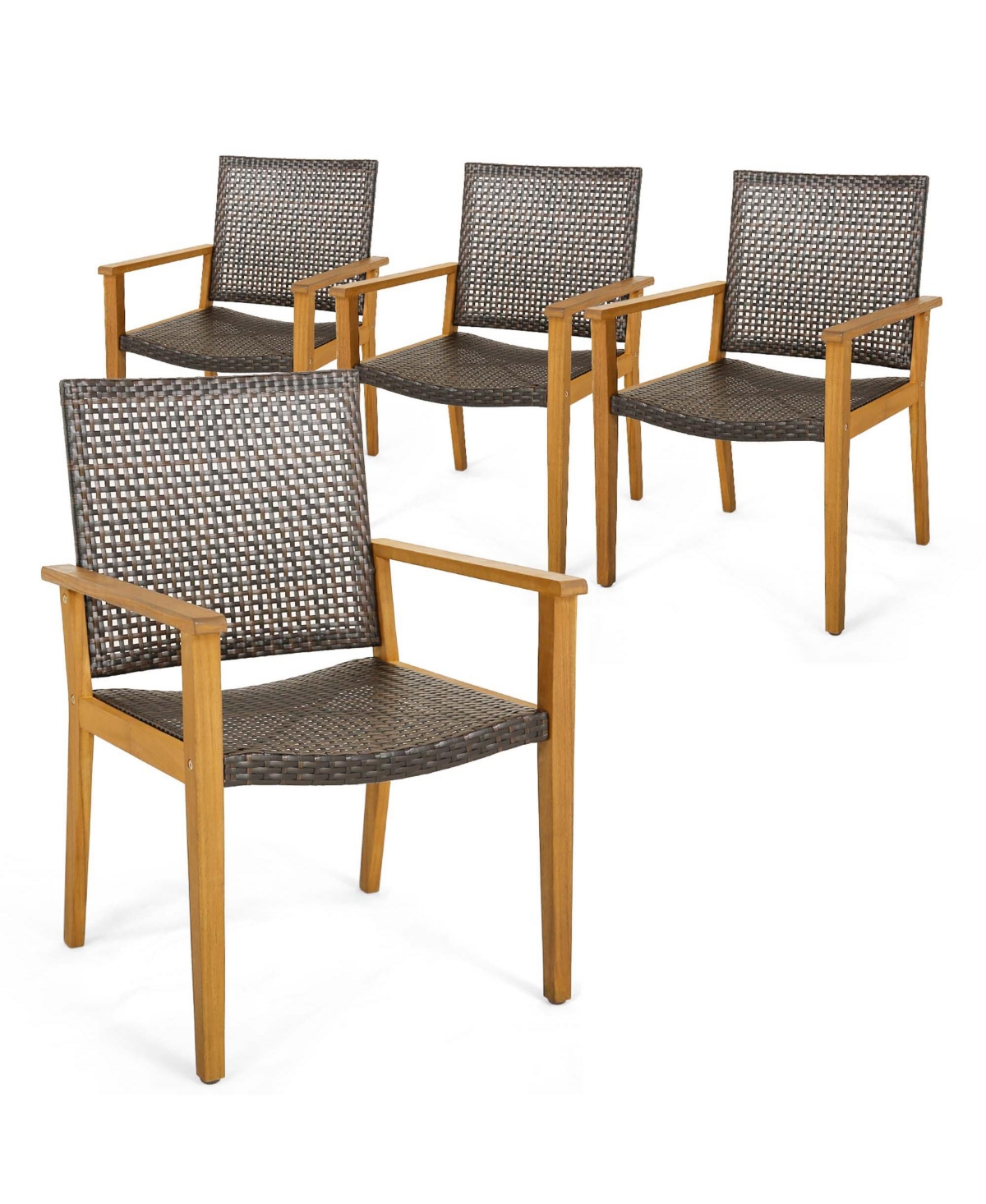 Click here for Set of 4 Patio Dining Chairs Outdoor Acacia Wood R... prices