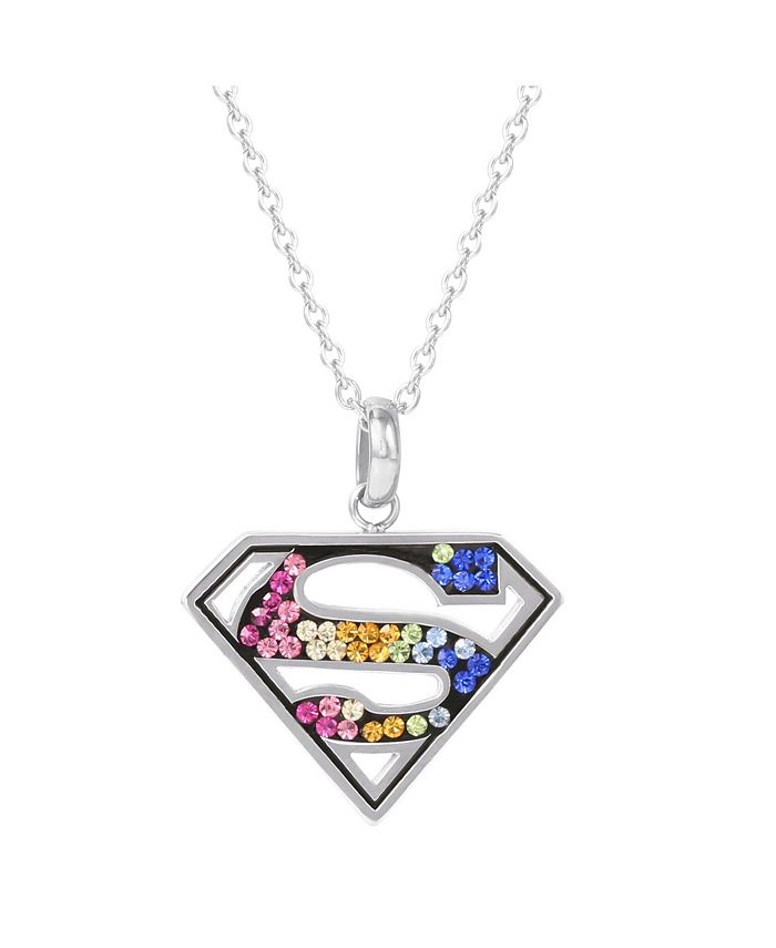 DC Comics Superman Cutout Stainless Steel Rainbow Crystals Emblem ...
