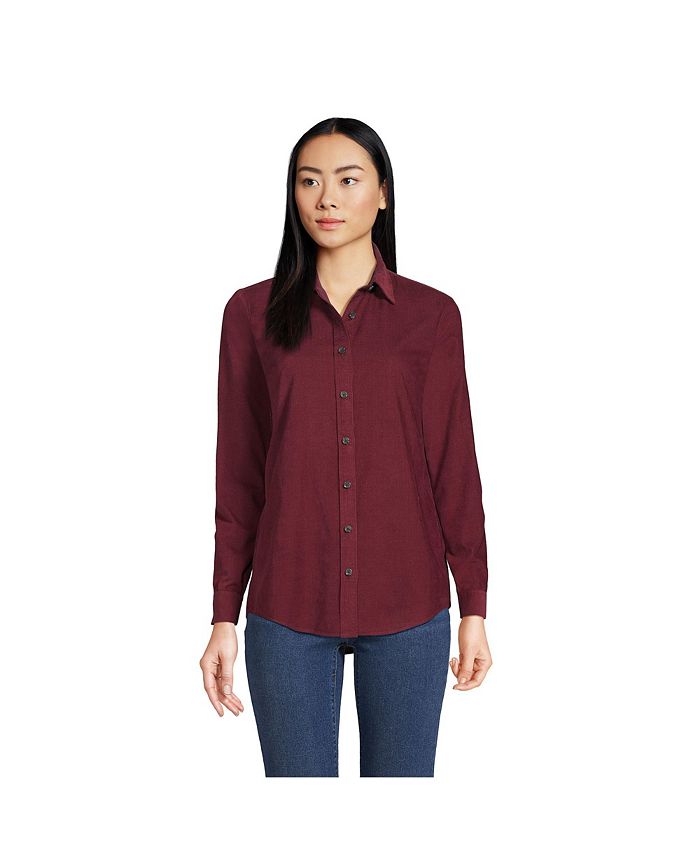 Lands' End Women's Pinwale Cord Long Sleeve Shirt - Macy's
